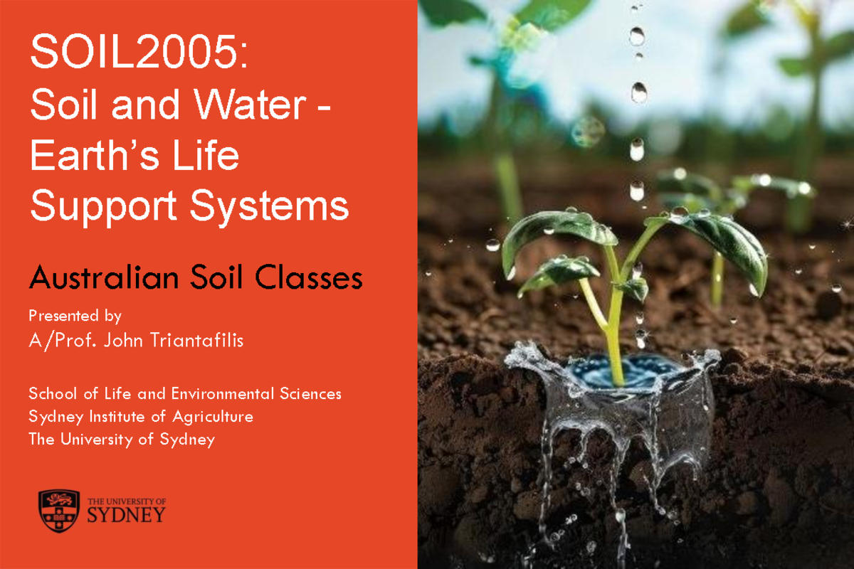 SOIL2005: Lecture 7 on Australian Soil Classification (ASC) - Studocu