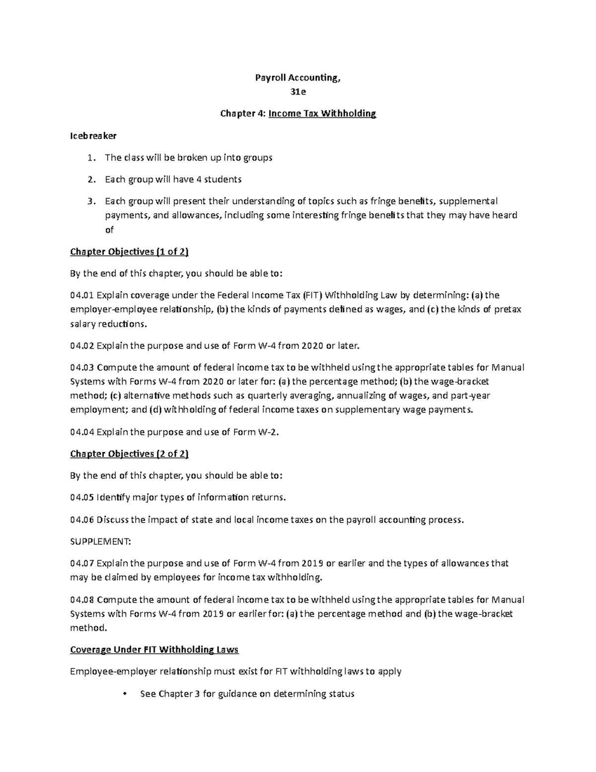 Chapter 4: Comprehensive Guide to Income Tax Withholding (Payroll ...
