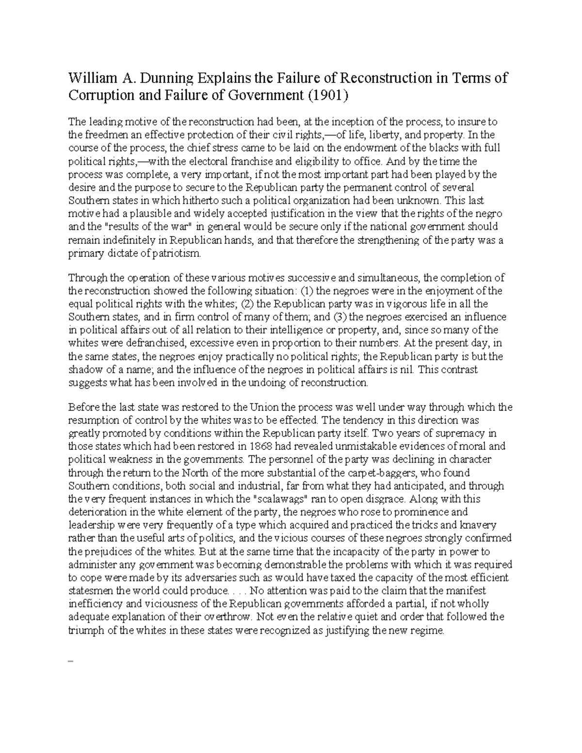 Failure of Reconstruction: Corruption & Government Inefficacy (Dunning ...