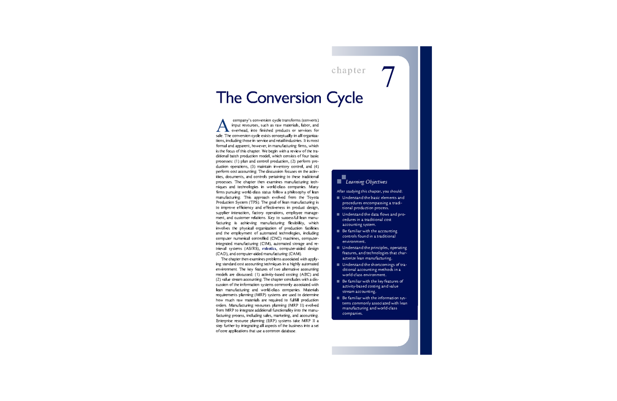 Chapter 7: The Conversion Cycle in Manufacturing Systems - Studocu