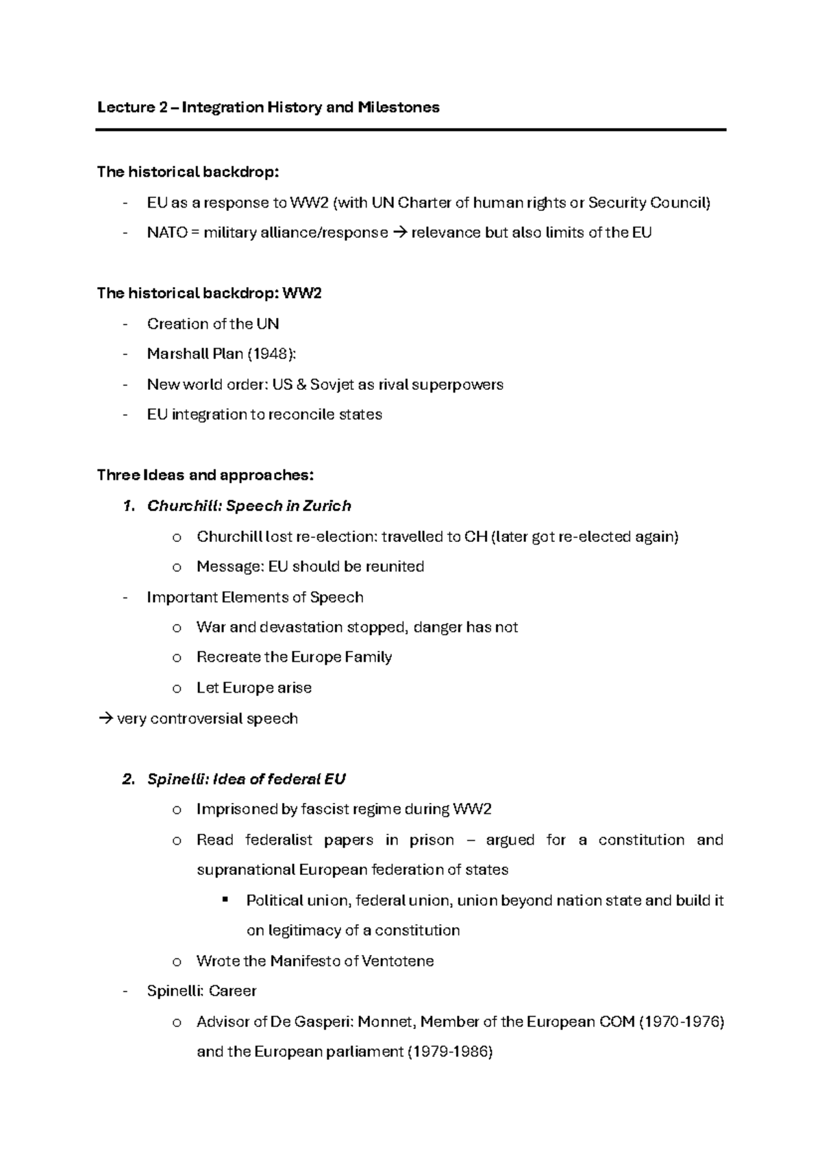 ZF EU - Zusammenfassung: Lecture 2 on Integration History and ...