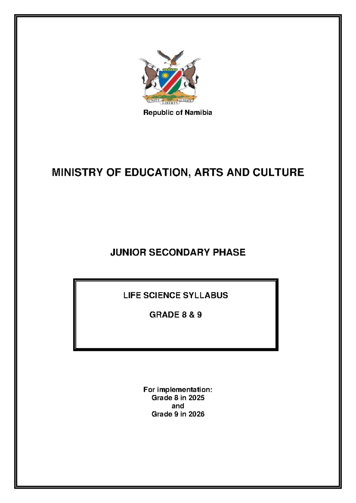 JS Life Science Syllabus 2024: Grades 8 & 9 Overview - Studocu