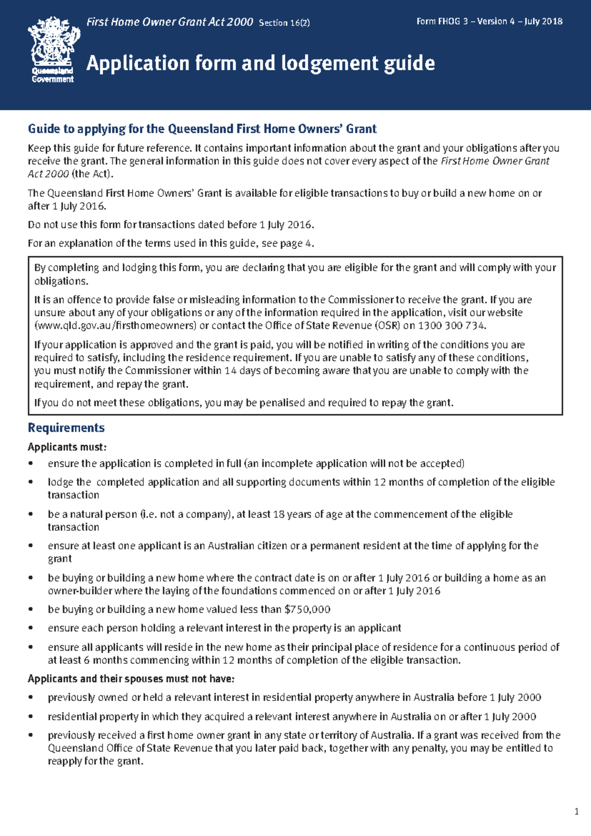 REAA - Fnsfmb 411 - Queensland First Home Owner Grant Application Guide ...