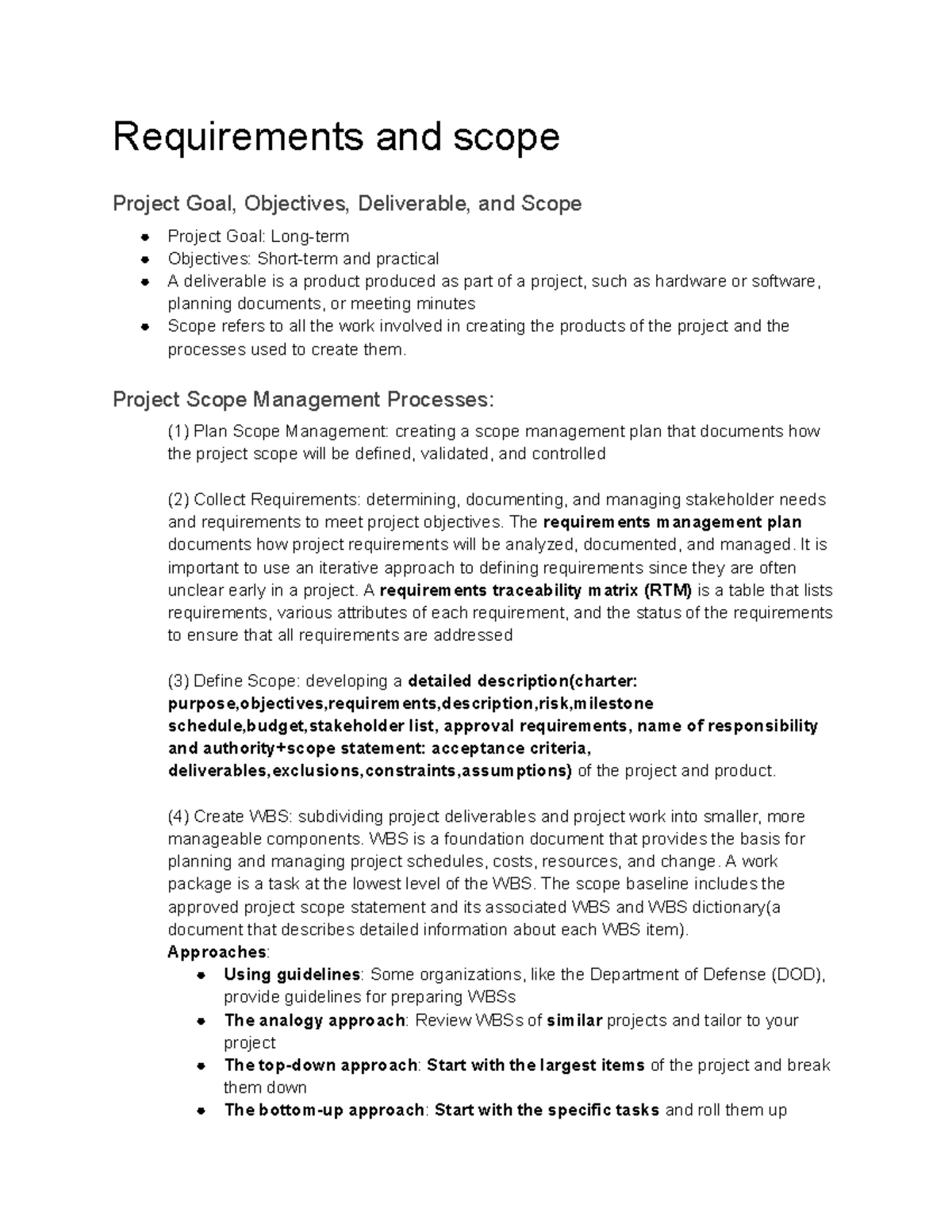 INFO3333 - revise note - Requirements and scope Project Goal ...