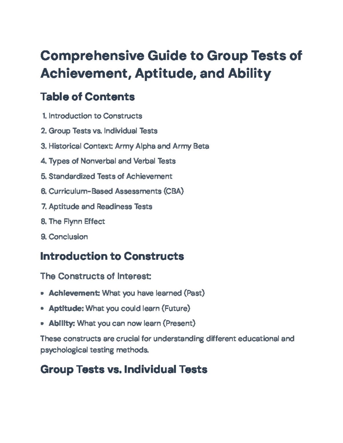 Comprehensive Guide to Group Tests of Achievement, Aptitude, and ...