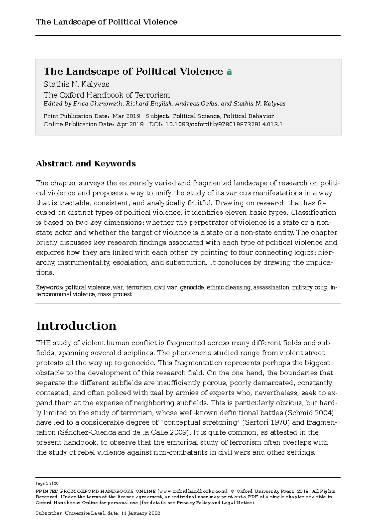 The Landscape of Political Violence: A Comprehensive Typology and ...