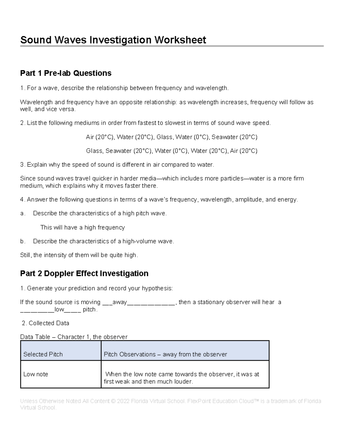 3.02 - Sound Waves Investigation: Doppler Effect & Characteristics ...