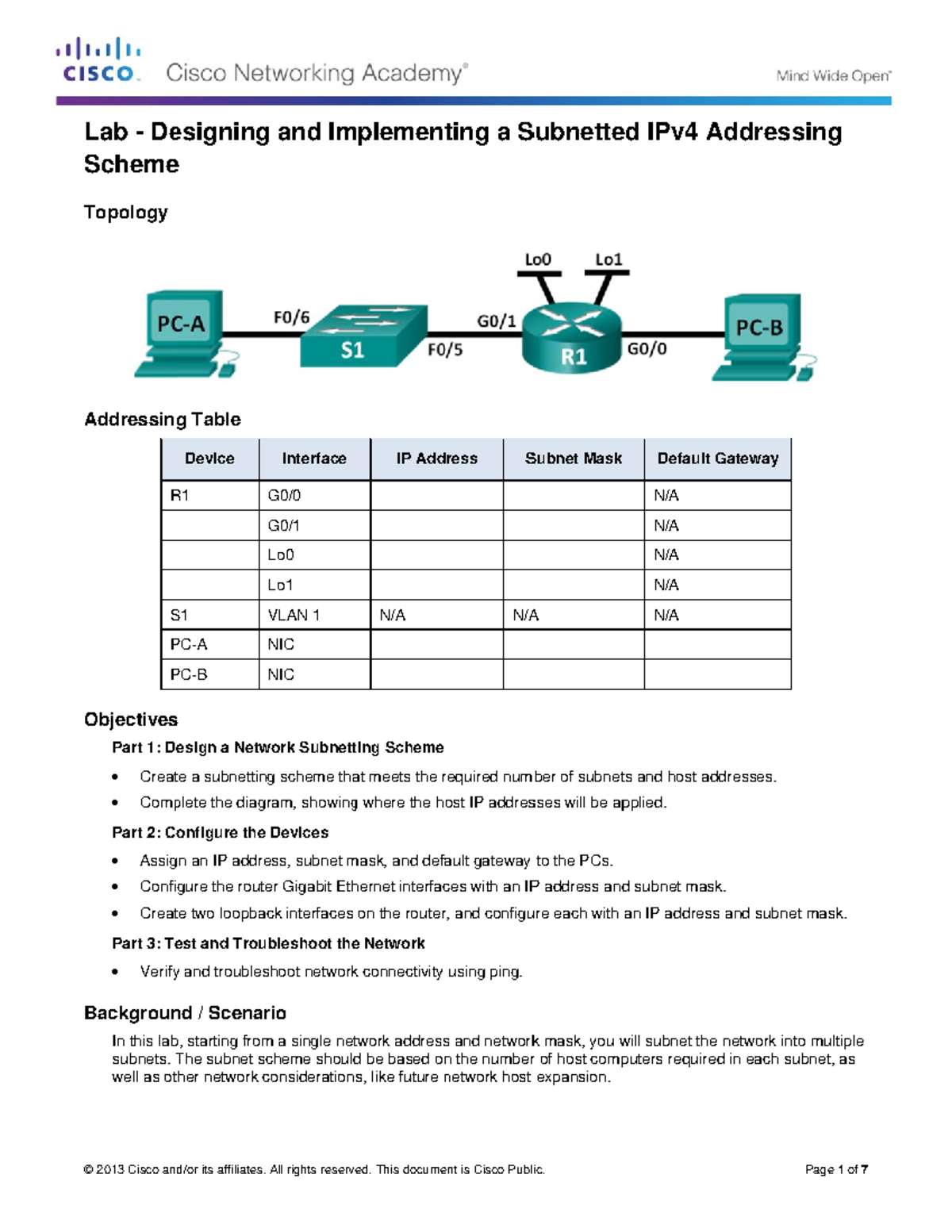 9.2.1.3 Lab - Designing and Implementing a Subnetted IPv4 Addressing ...