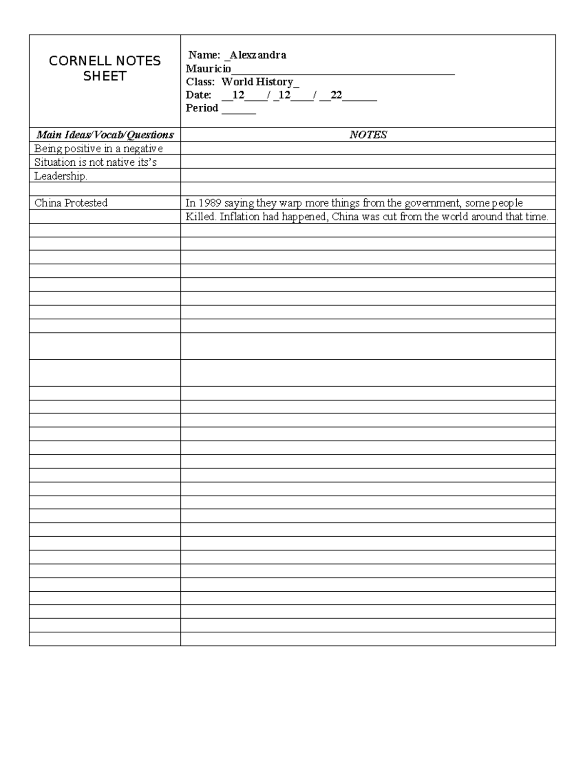Cnn10 Dec12 - ndwlknvkdw;wnlv - CORNELL NOTES SHEET Name: _Alexzandra ...