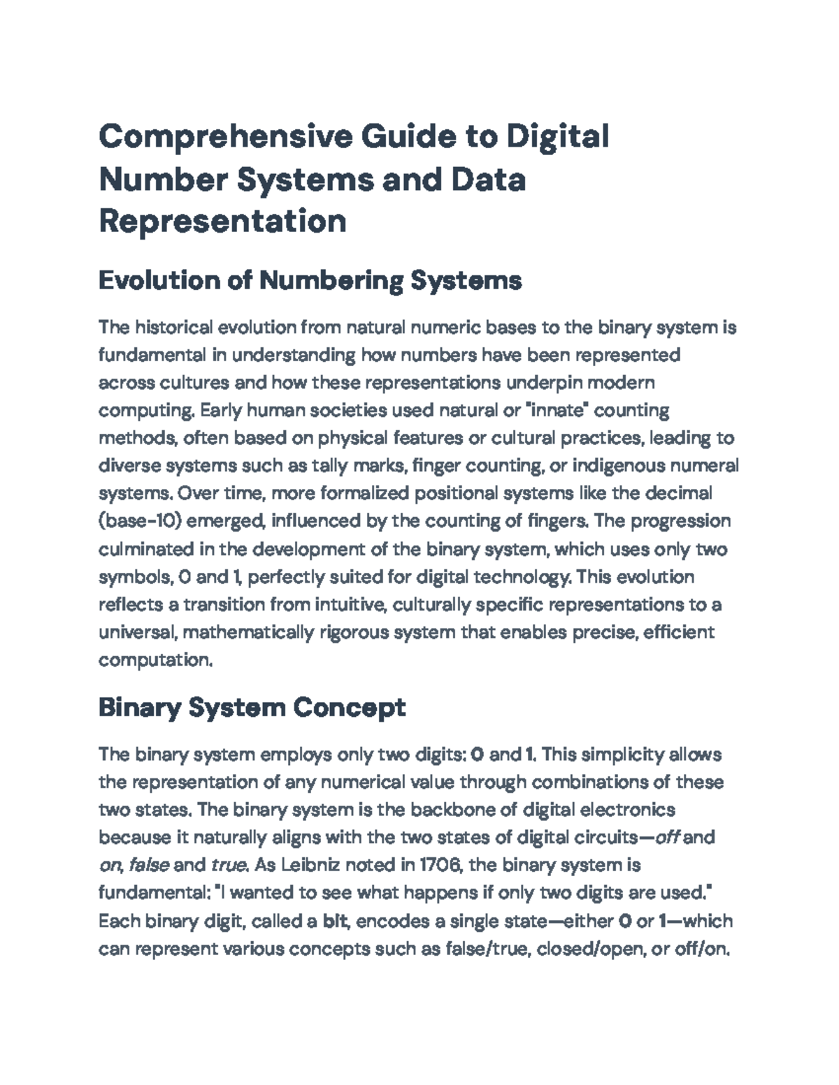 Comprehensive Guide to Digital Number Systems & Data Representation (CS101) - Studocu