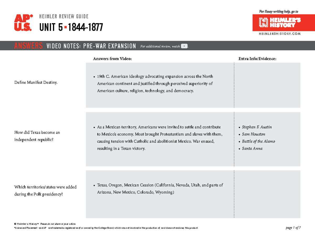 AP US HRG Unit 5 Noteguide: Key Concepts & Answers - Studocu