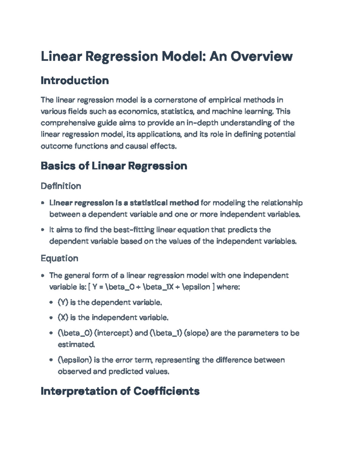 Linear Regression Model: Overview and Applications in Statistics ...