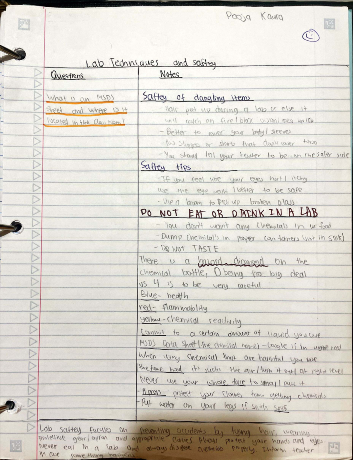 Course Code: [Insert Course Code Here] - Lab Techniques & Safety Notes ...