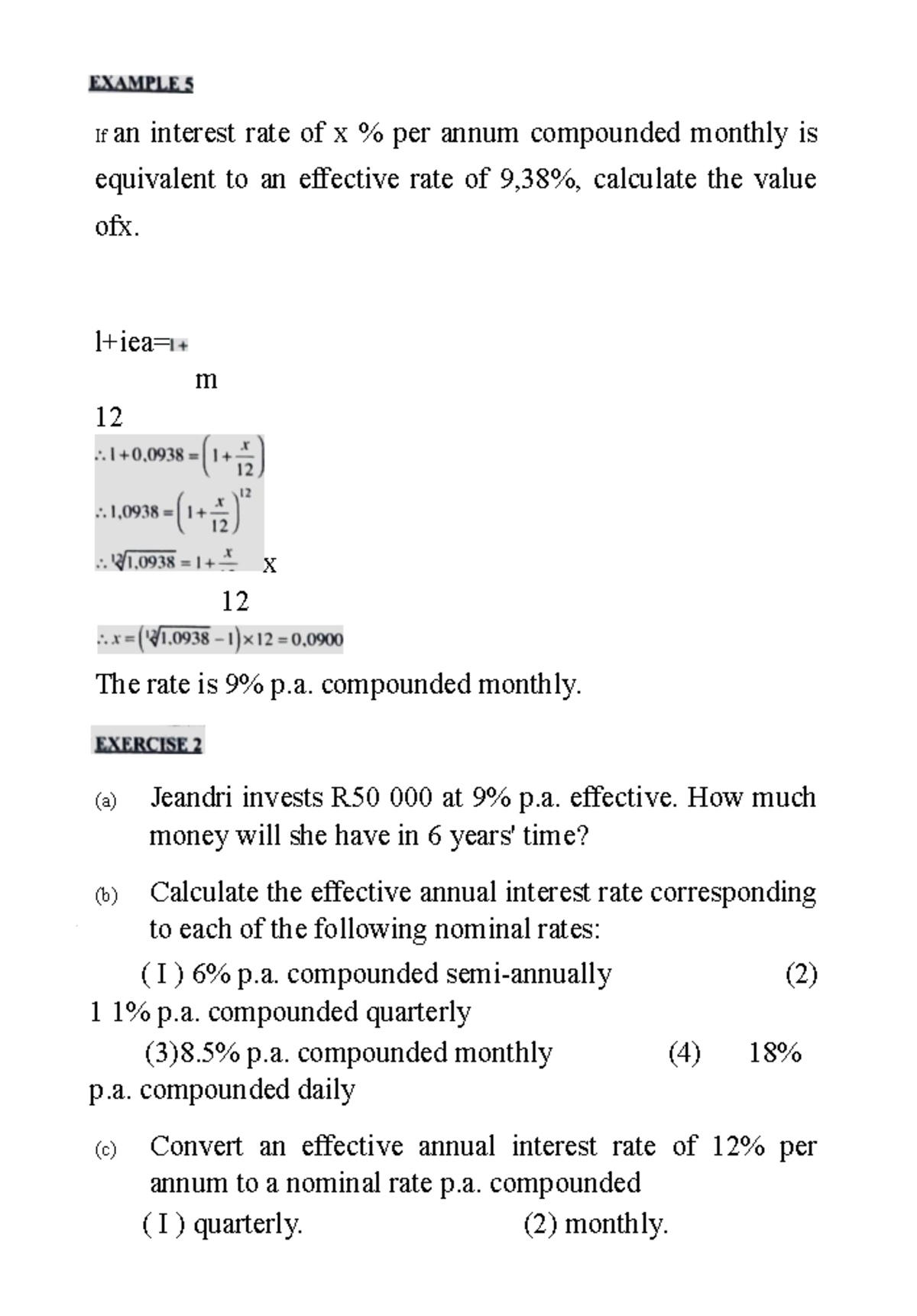 Maths Class Activities: Interest Rates & Investment Calculations - Studocu