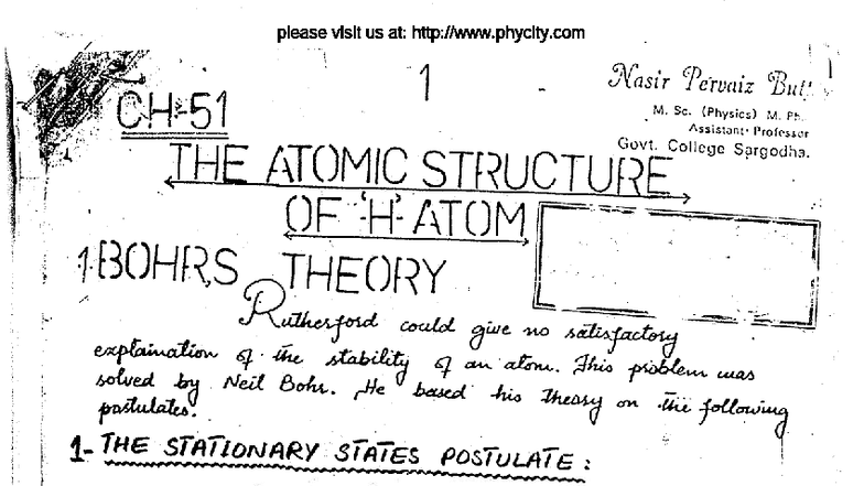 Atomic Physics Notes: Bohr's Theory and Quantum Mechanics - Studocu