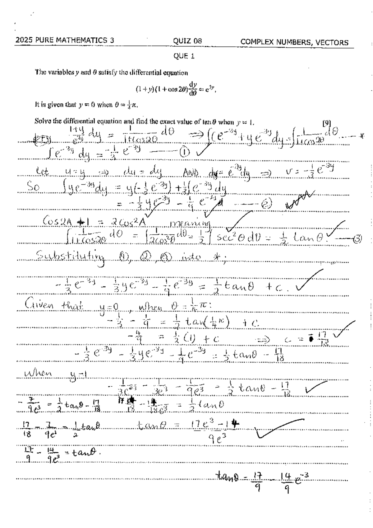 2025 PURE MATHEMATICS 3 QUIZ 08: Complex Numbers & Vectors Analysis - Studocu