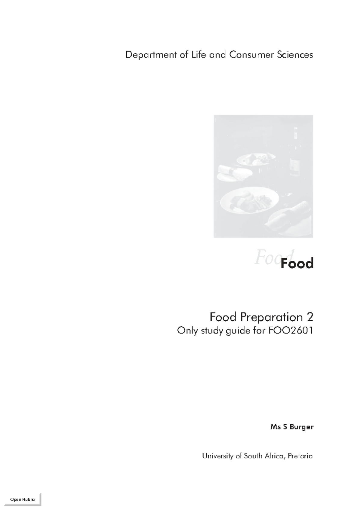 FOO2601 Study Guide: Food Preparation 2 - Comprehensive Notes - Studocu