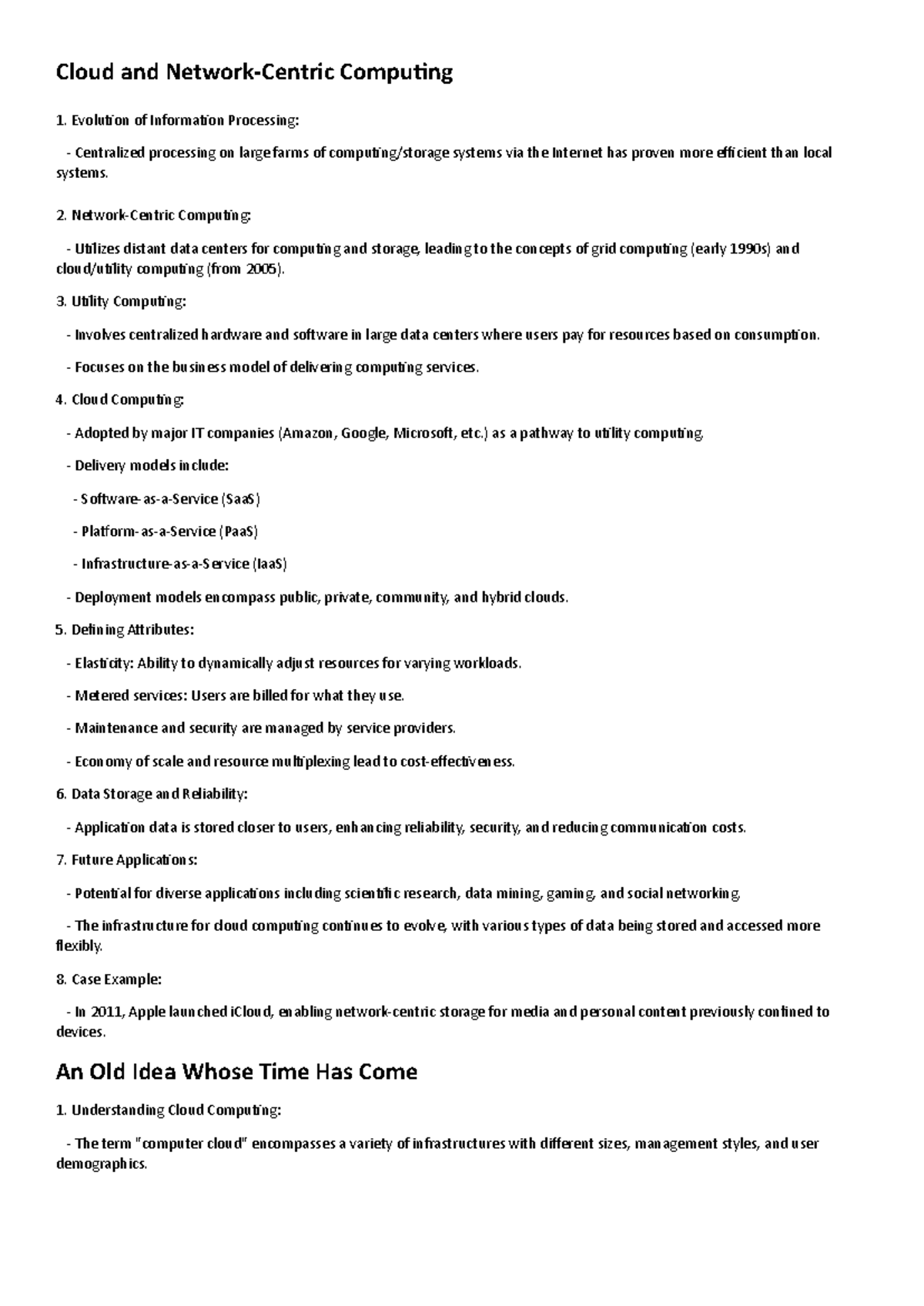 Cloud Computing 2025 KCS713 UNIT 1 - Cloud and Network-Centric Computing Evolution of ...