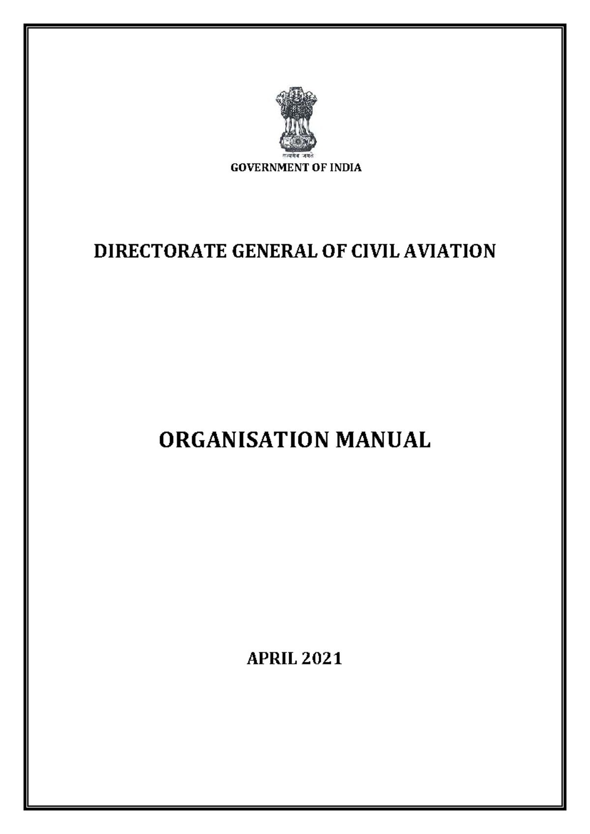 DGCA Organisation Manual - April 2021: Structure & Functions Overview ...