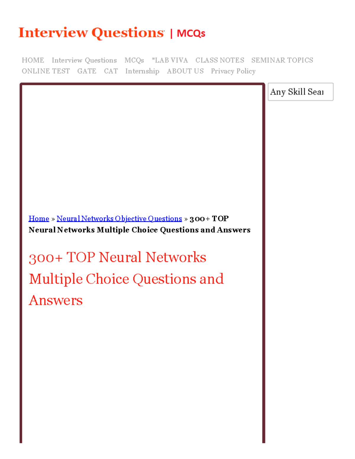300+ TOP Neural Networks Multiple Choice Questions and Answers - A 3 ...