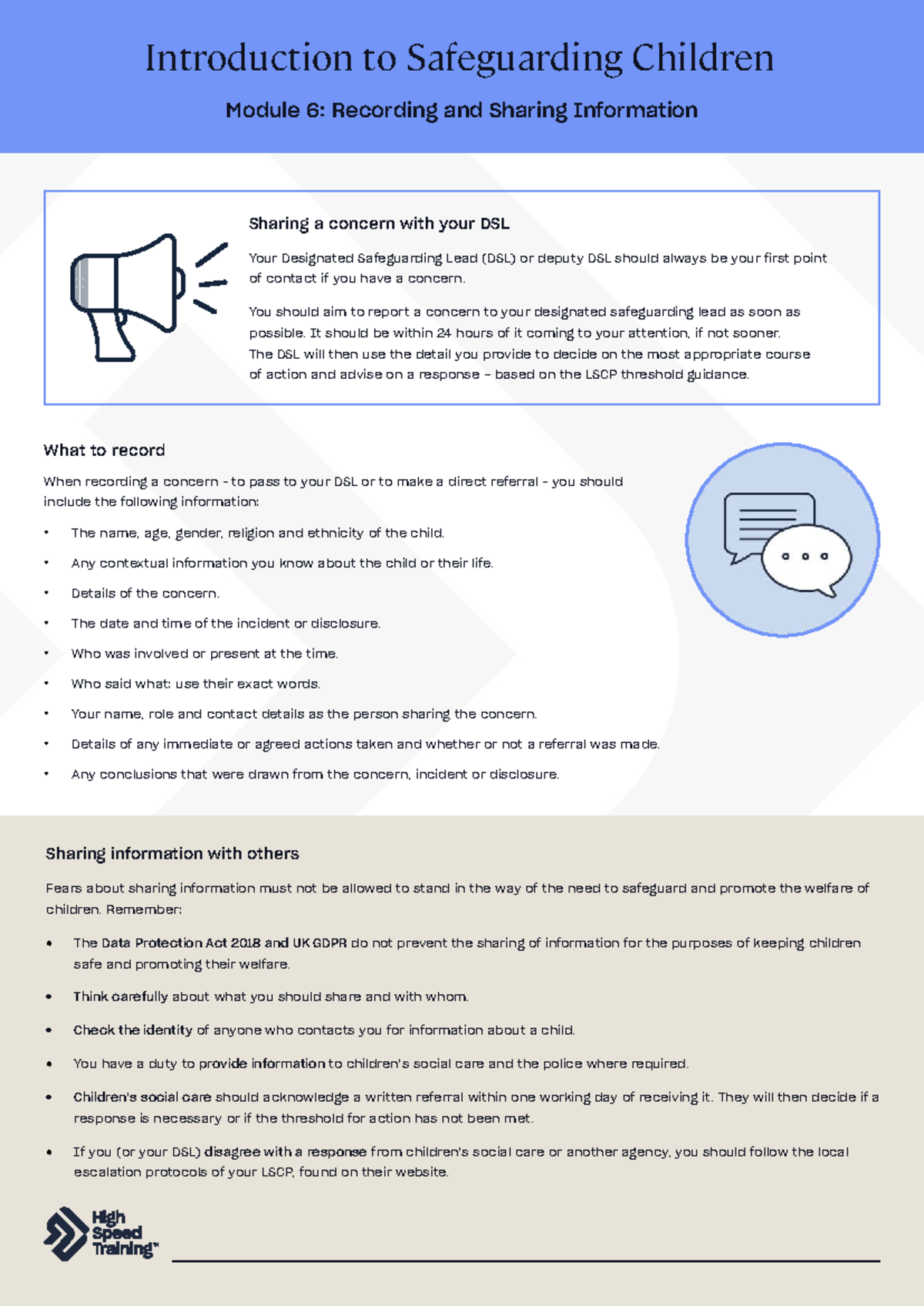 Safeguarding Children Module 6: Recording & Sharing Info - Studocu