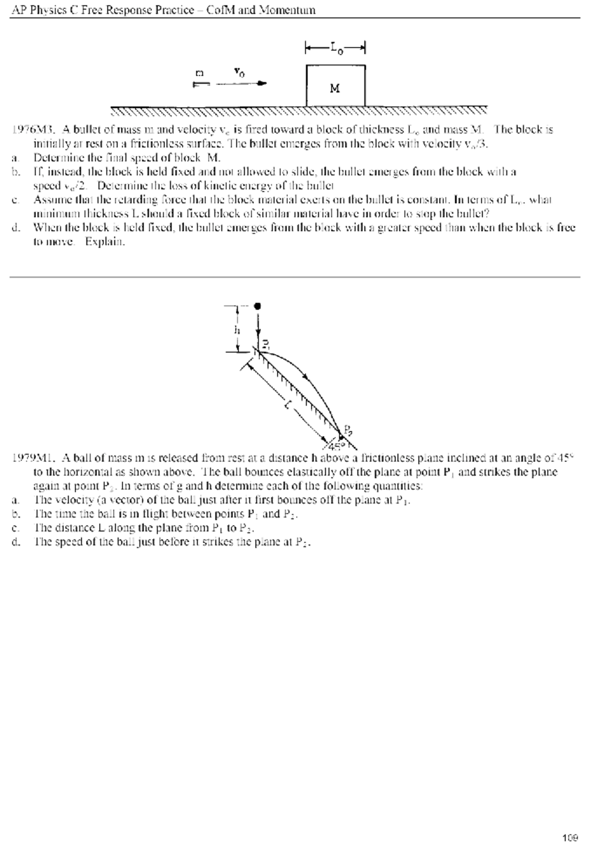 APPC Mechanics WB4 FRQ - Workbook of old free response - AP Physics C ...