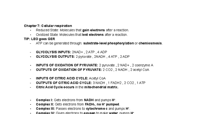 BIO 7816: Exam 3 Study Guide on Cellular Respiration & Photosynthesis - Studocu