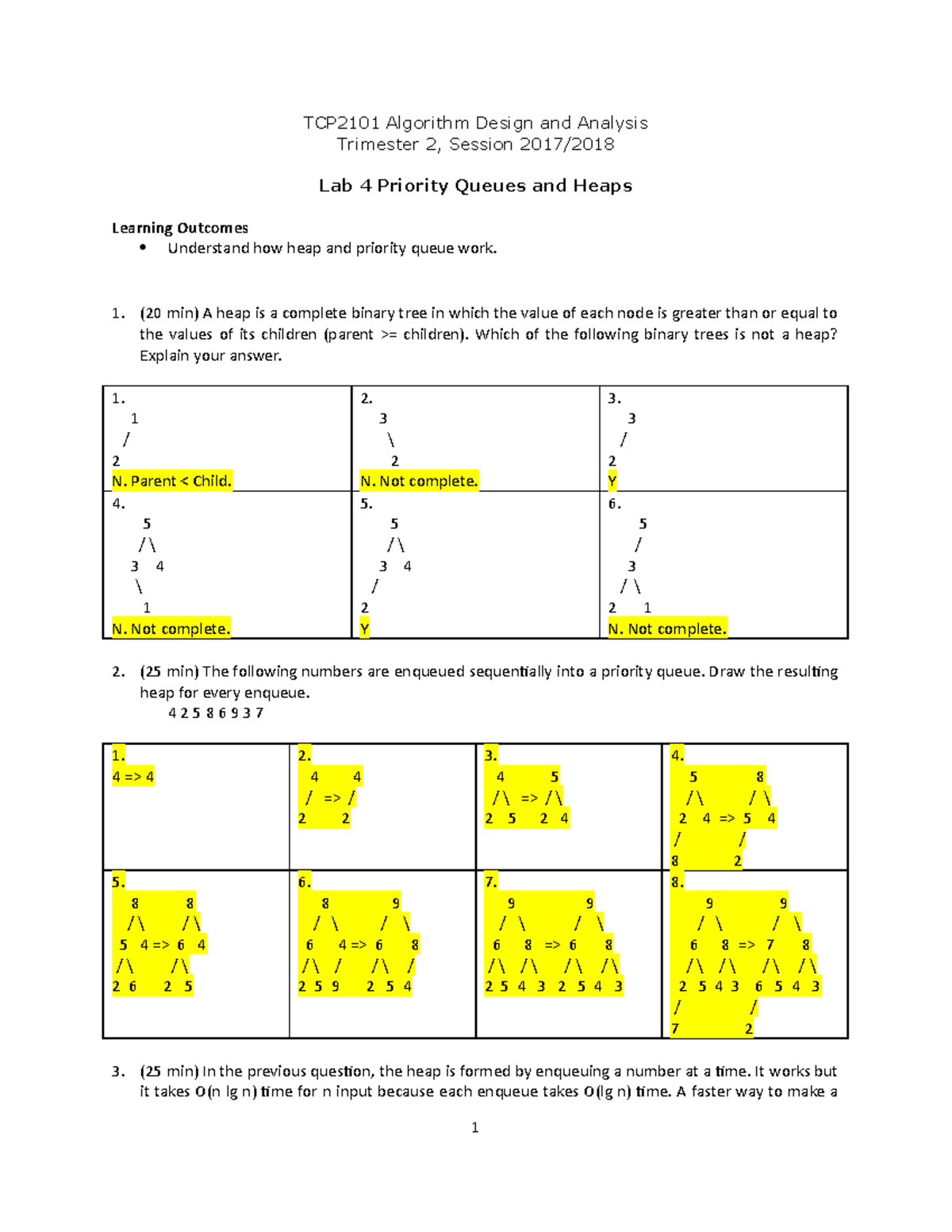 186703 Lab04 Priority Queues and Heaps Sol - TCP2101 Algorithm Design ...