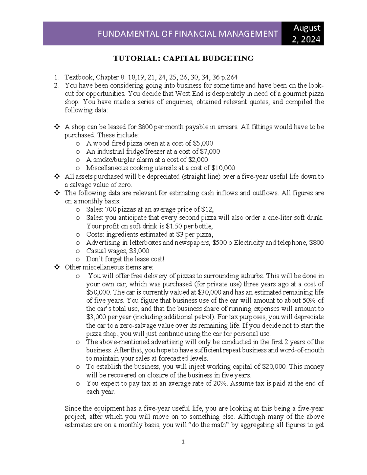 4 Capital Budgeting Exercises - FUNDAMENTAL OF FINANCIAL MANAGEMENT 2 ...