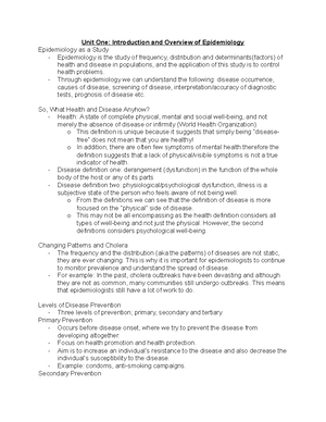 Final exam cheat sheet for EPI 101: Introduction to epidemiology - Studocu