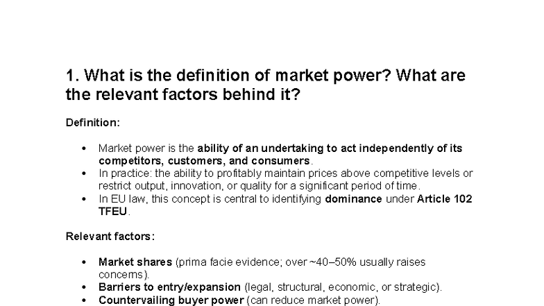 Seminar 2 Prep: Understanding Market Power & Relevant Market Definition ...