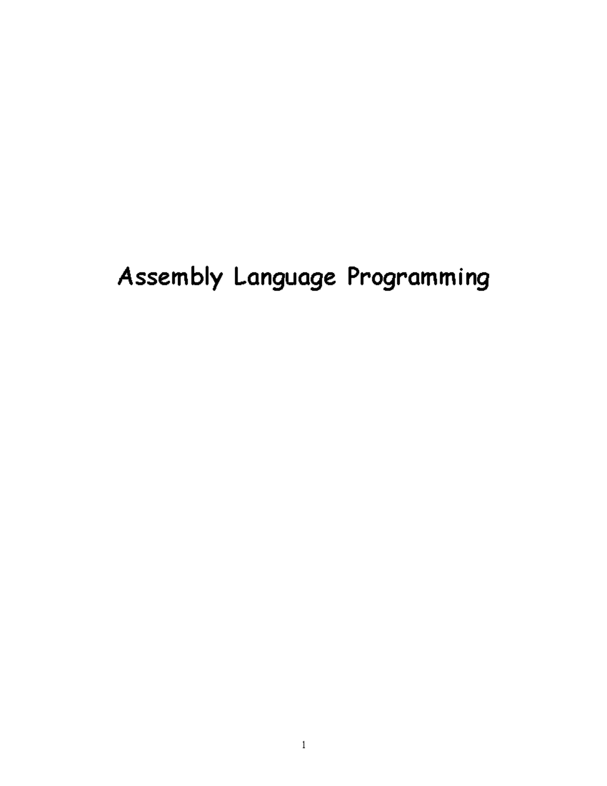Assembly Language Programming Prelearning: Key Concepts and ...