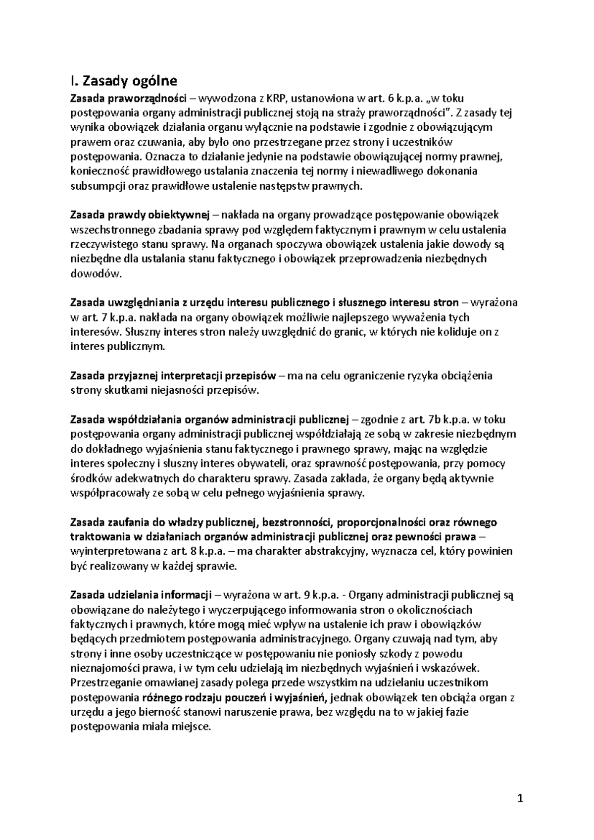 KPA-skrypt - .... - I. Zasady ogólne Zasad a praworządności – wywodzona z KRP, ustanowiona w art ...