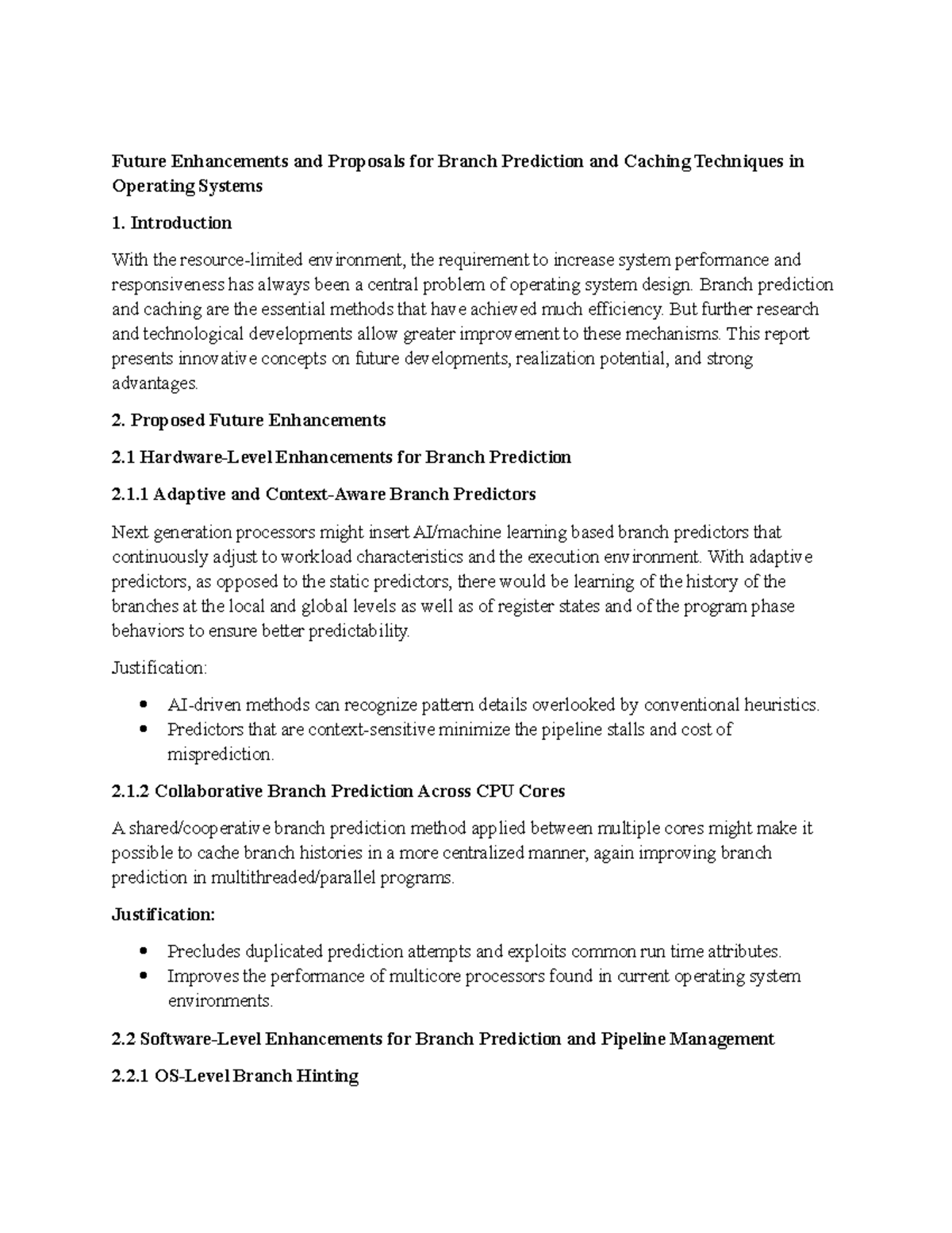Future Enhancements in Branch Prediction & Caching Techniques for OS 1 ...