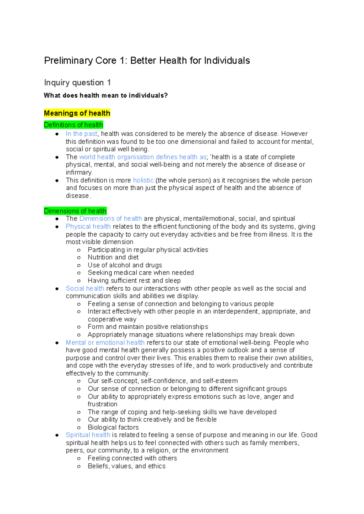 Better health for individuals - module 1 pdh - Preliminary Core 1 ...