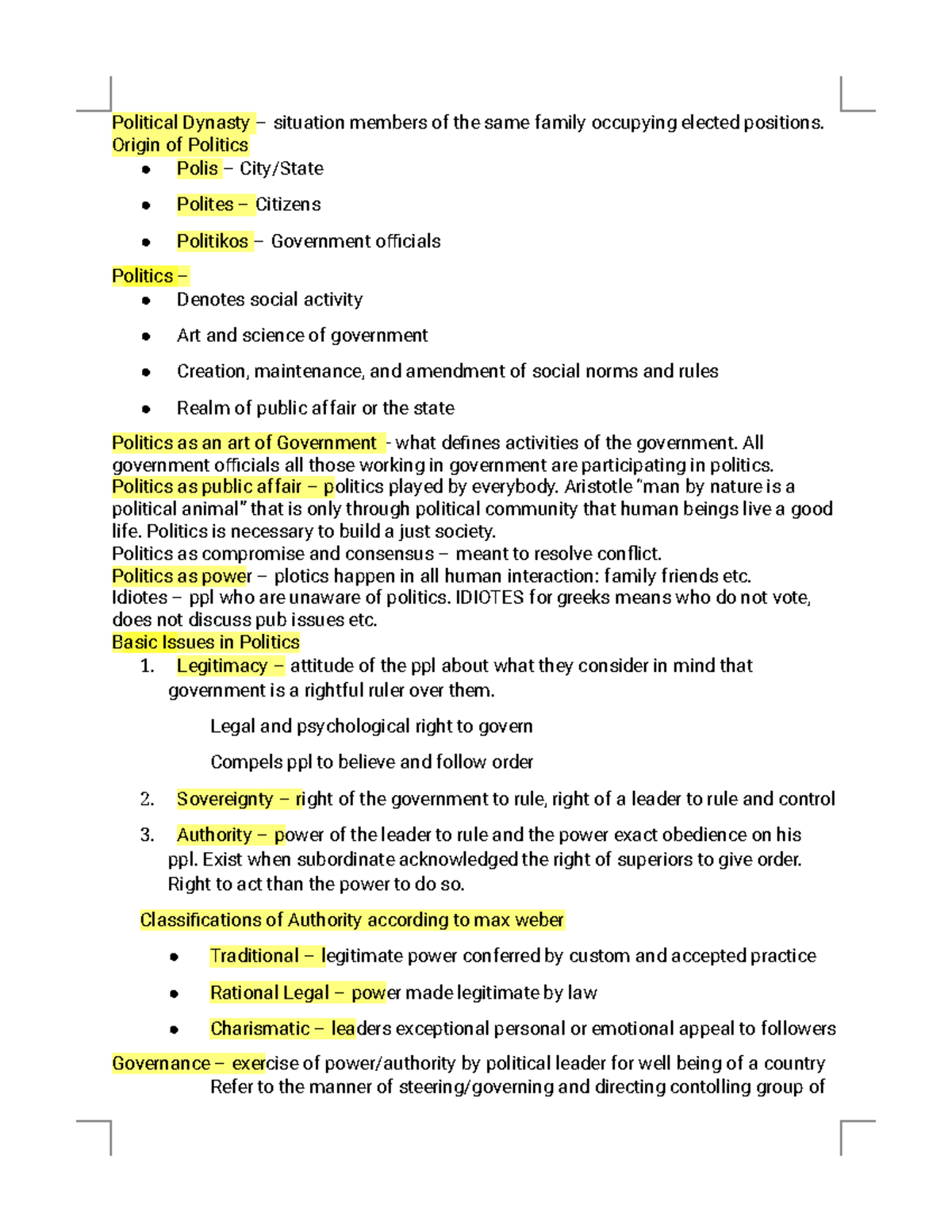 Polgov-PPG Final Exam Reviewer: Politics, Governance, and History - Studocu