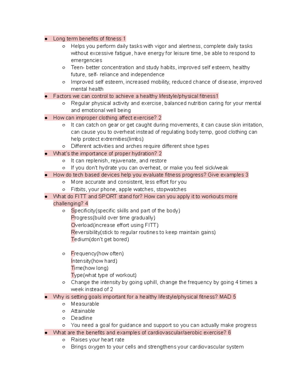 DBA Module 1: Long-Term Fitness Benefits and Key Exercises - Studocu