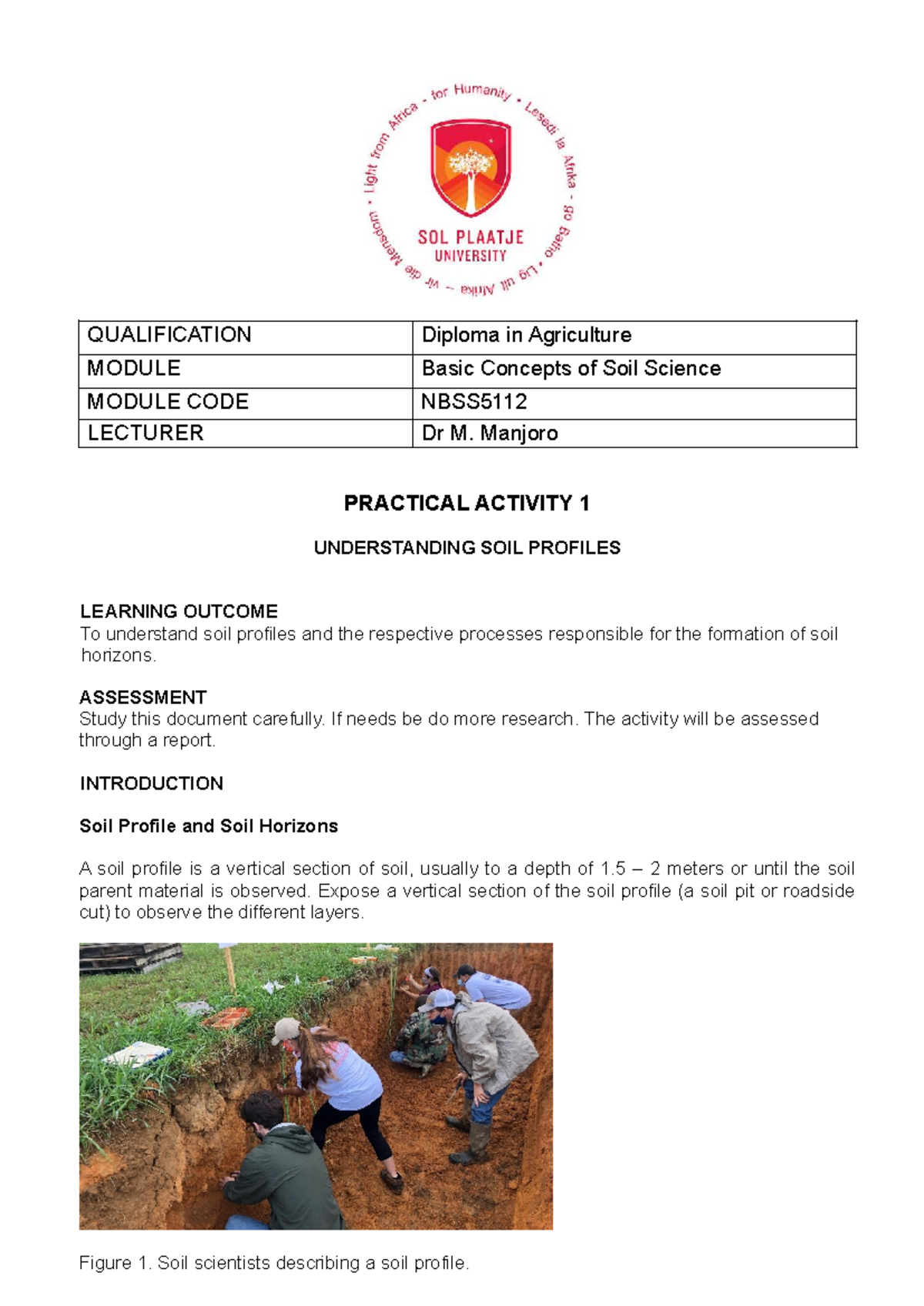 Activity 1: Understanding Soil Profiles - Practical (NBSS5112) - Studocu