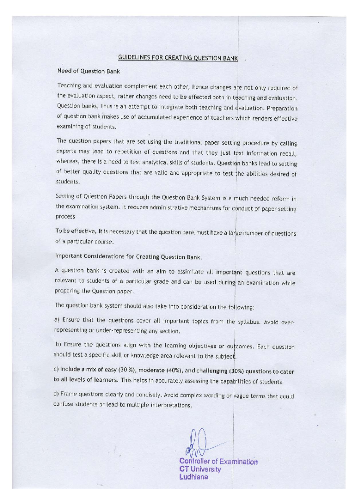 Guidelines FOR Creating Question BANK - GUIDELINES FOR CREATING ...