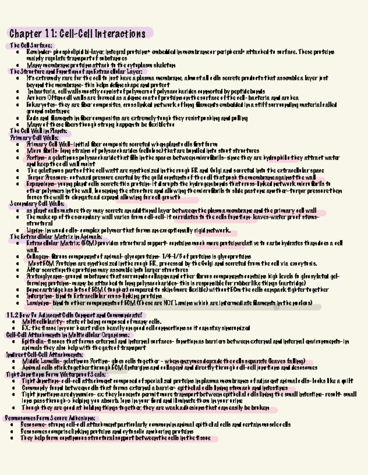 Chapter 11: Cell-Cell Interactions & Membrane Structures in Multicellular - Studocu