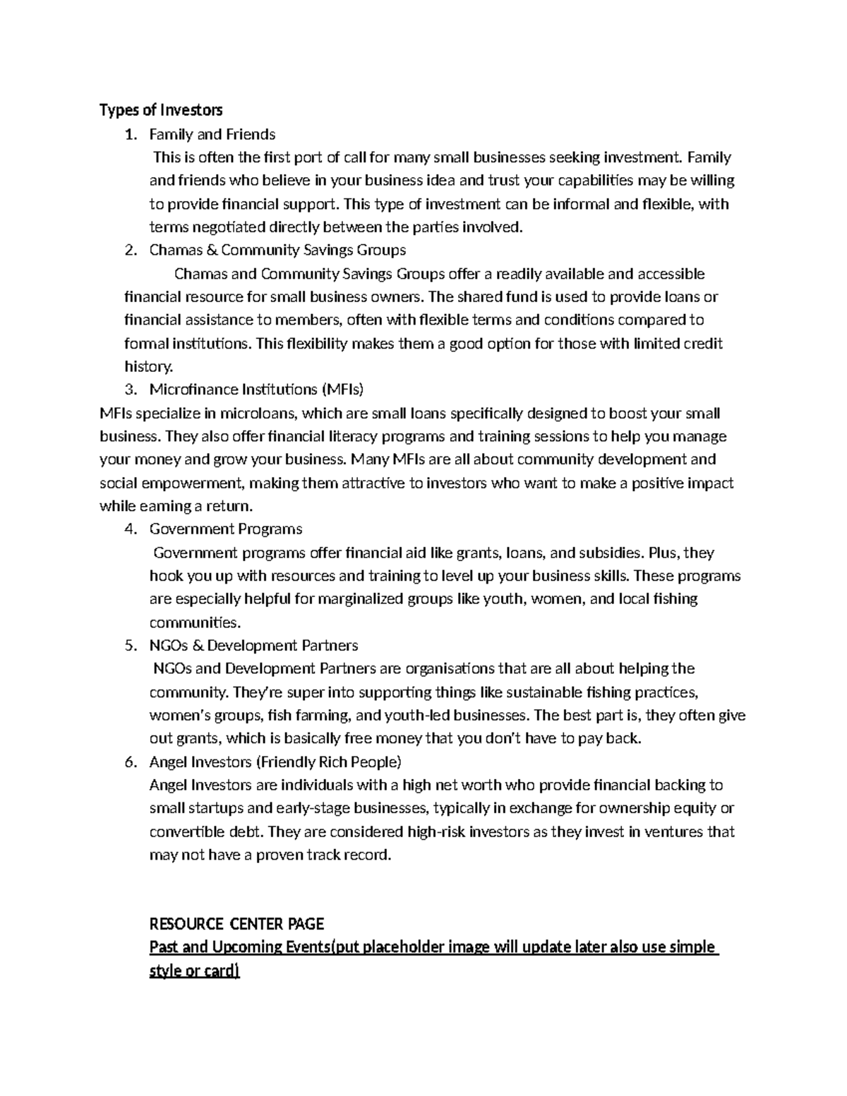 Types of Investors for BlueBiz Program: A Comprehensive Guide - Studocu