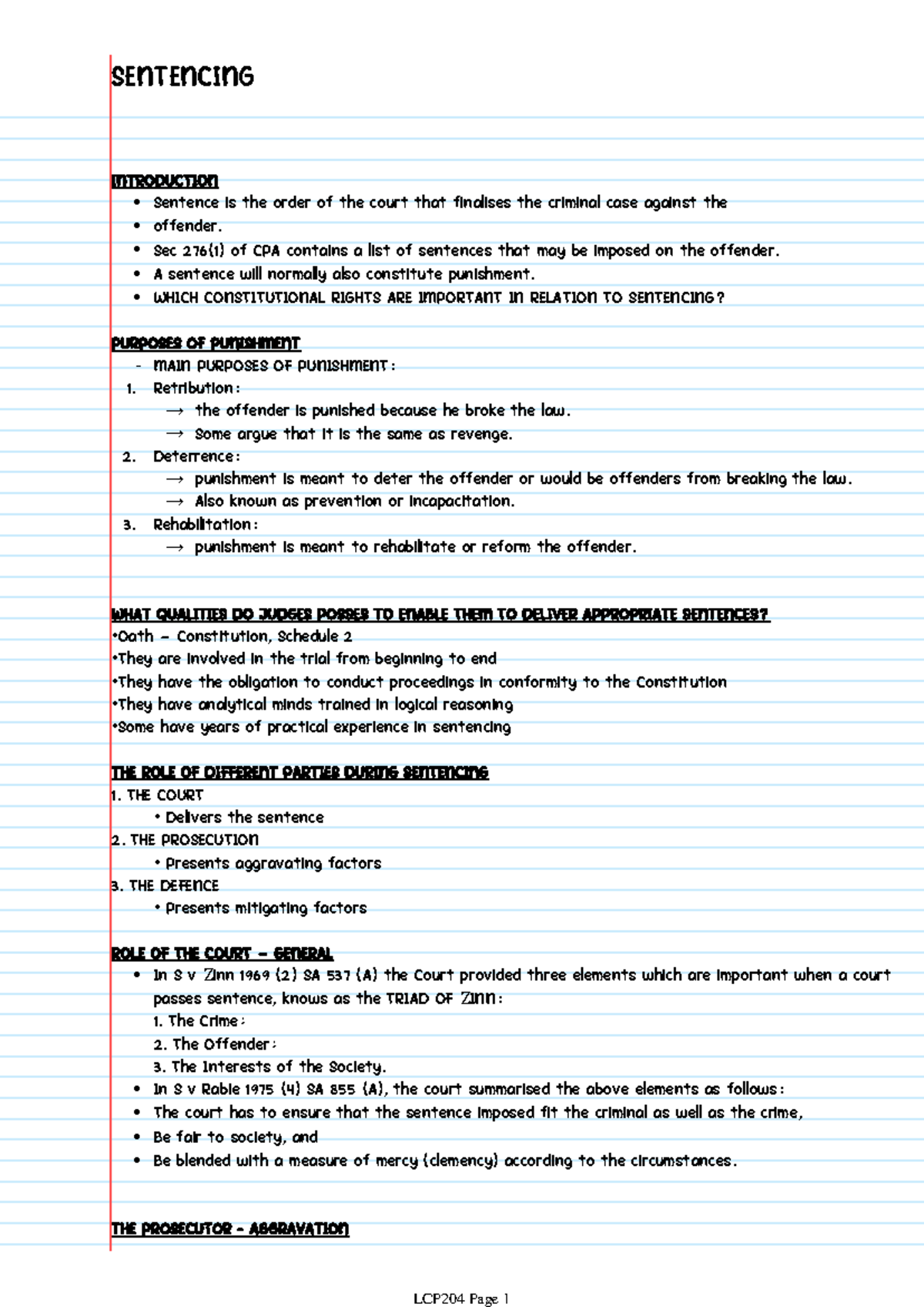 Sentencing Principles and Practices: An Overview (Course Code: LAW1001 ...