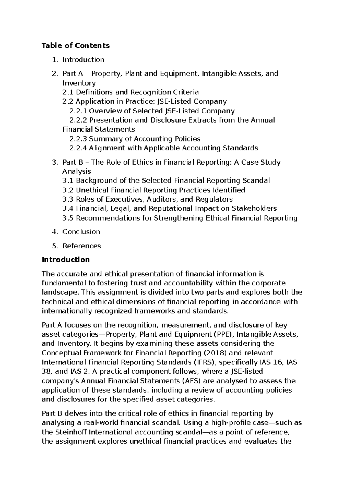 Accounting Assignment: Financial Reporting Ethics & Asset Management ...