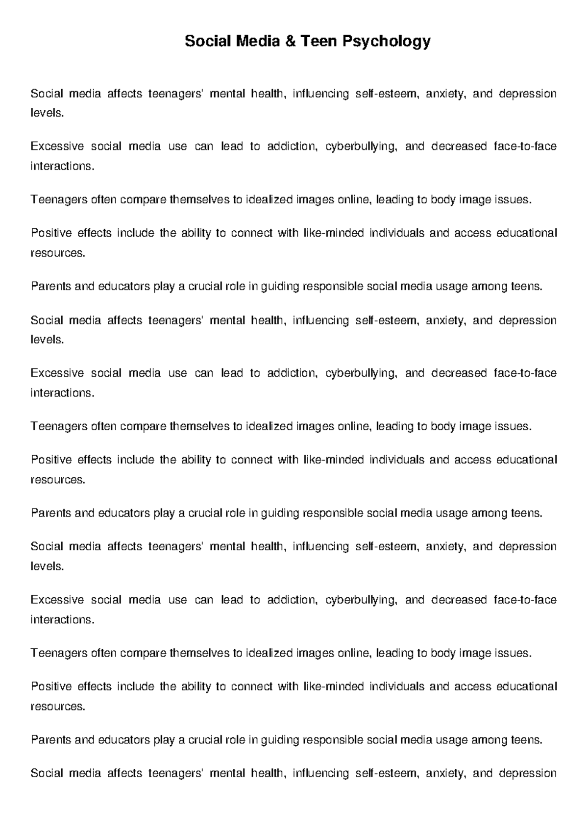 Topic 3 - Social media and teen psychology - Social Media & Teen ...