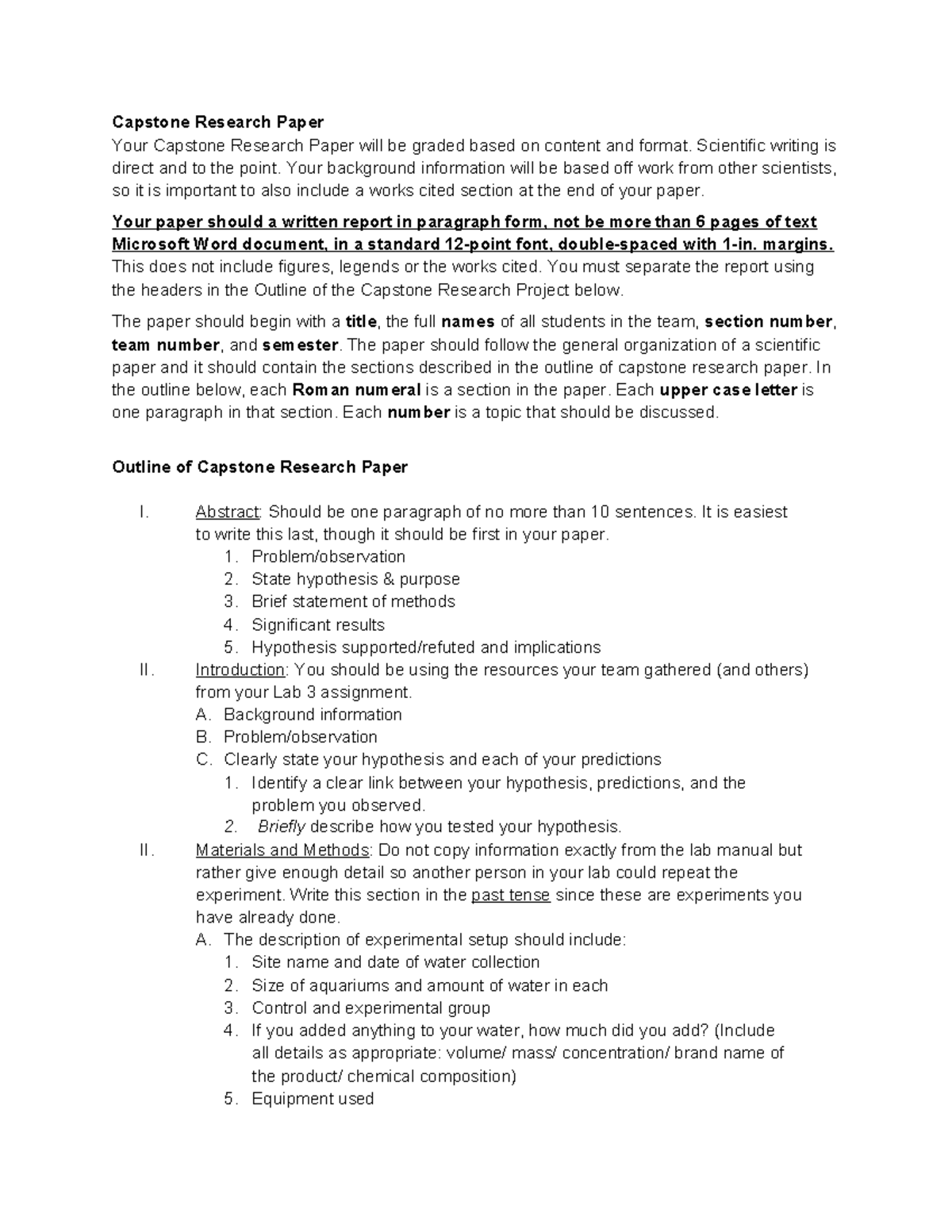 Capstone Research Paper Guidelines and Evaluation Rubric - Studocu