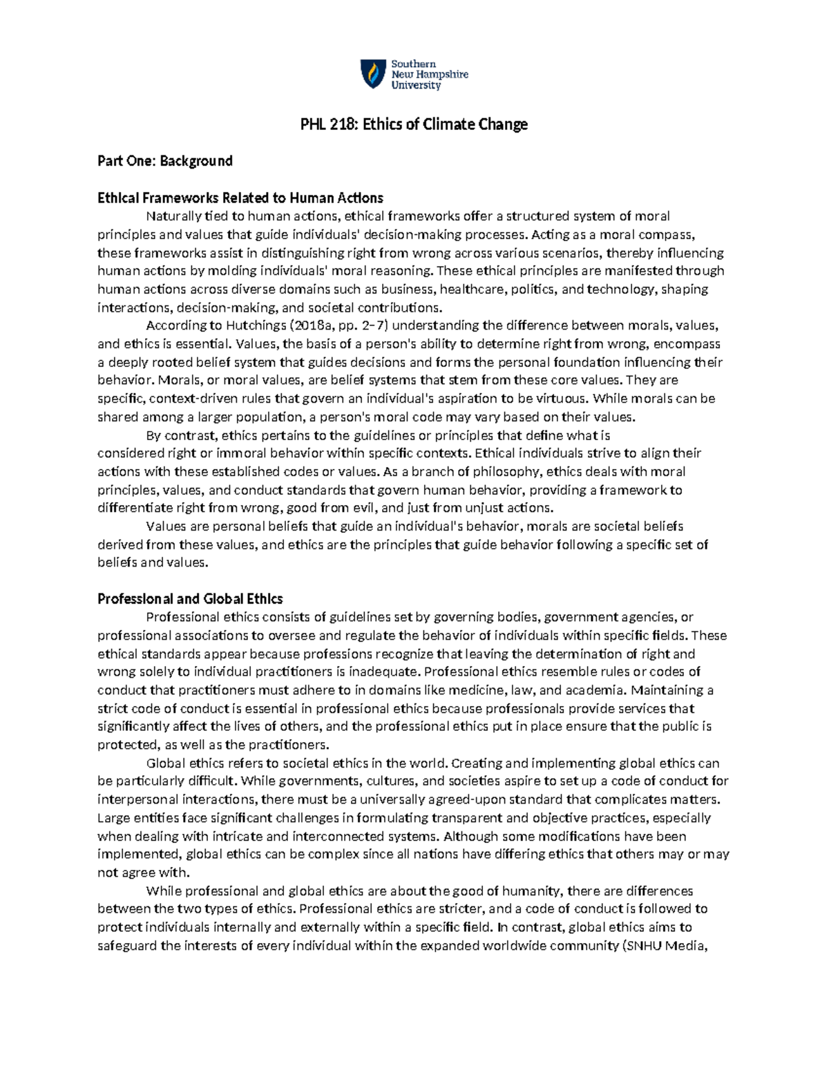 PHL 218: Ethical Frameworks Addressing Climate Change Challenges - Studocu