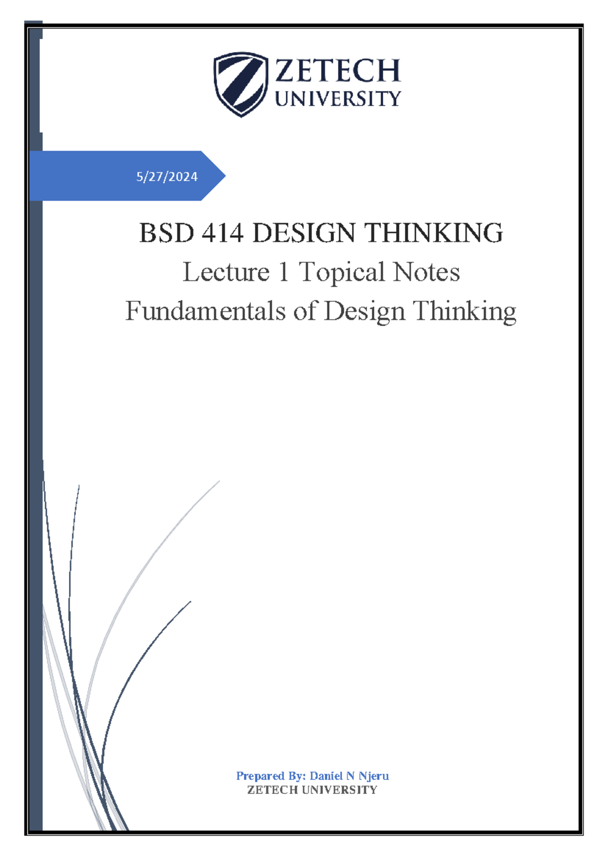BSD 414 Design Thinking Lecture 1: Fundamentals & Product Development ...
