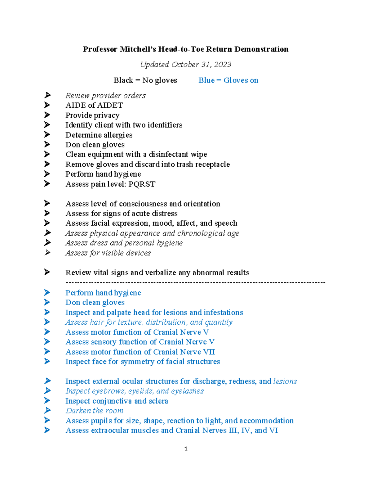 NR 306 Head-to-Toe Assessment Return Demonstration Guide - Studocu