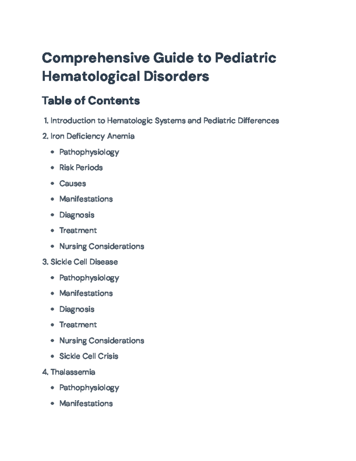 Comprehensive Overview of Pediatric Hematological Disorders ...